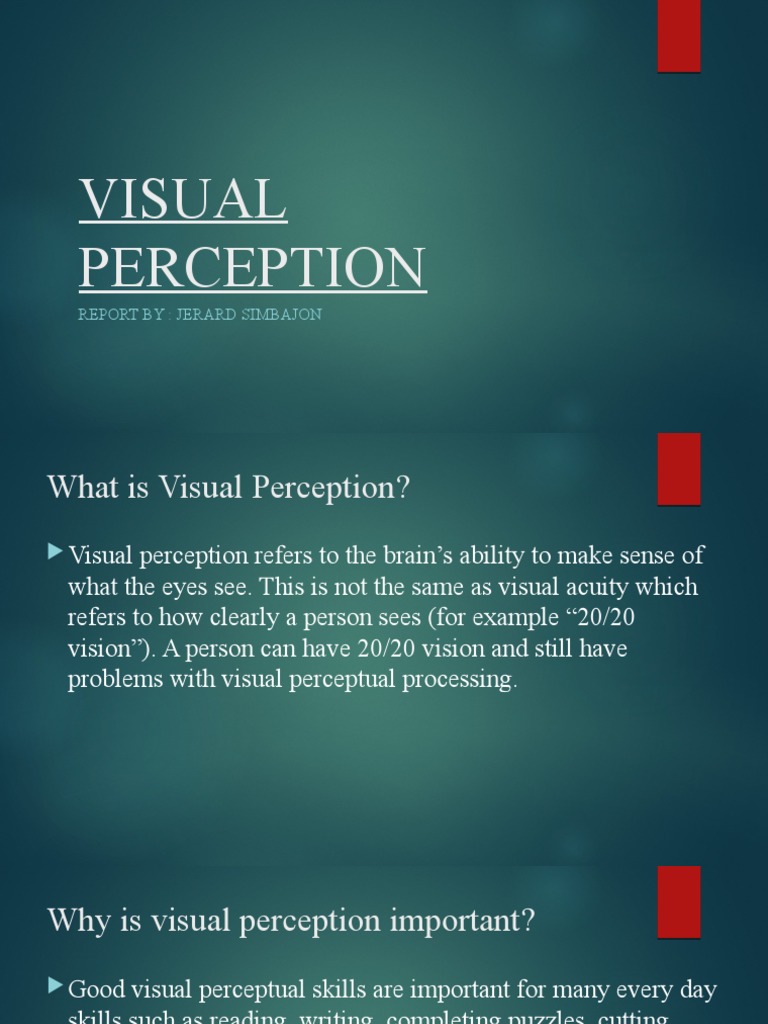 Visual Perception: Report By: Jerard Simbajon | PDF | Visual Perception ...