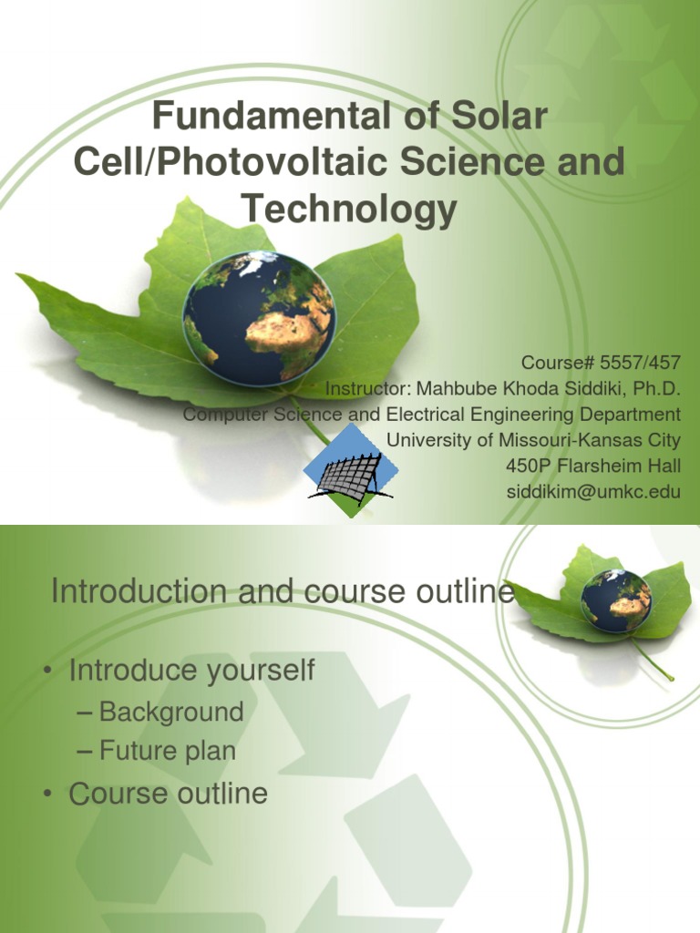 Fundamental of Solar Cell/Photovoltaic Science and Technology | PDF ...