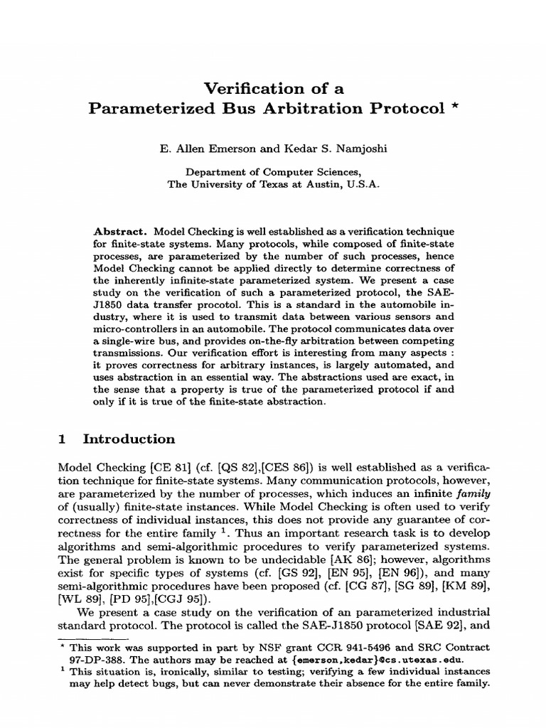 Verification of A Parameterized Bus Arbitration Protocol | PDF | Formal Verification ...