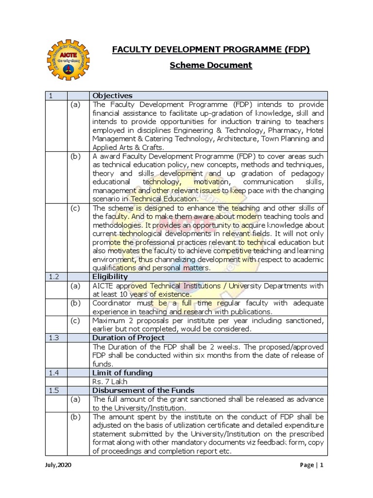 Scheme Document FDP PDF | PDF | Vocational Education | Learning