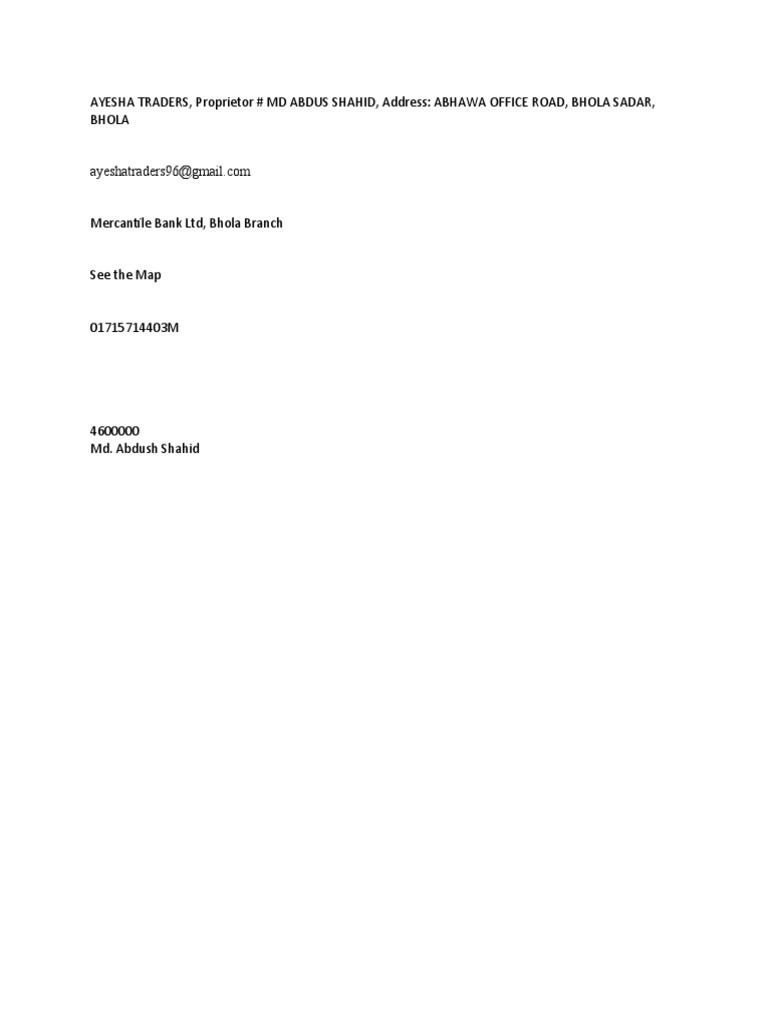 Ayesha Traders | PDF