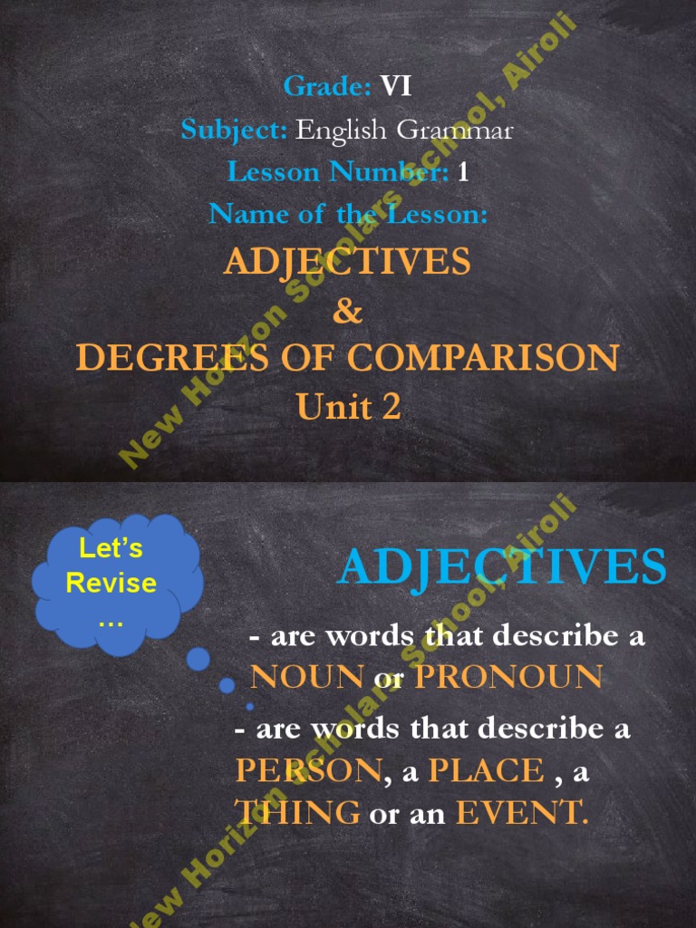 Grade 6 - Sub. English Grammar - Lesson 1 - Unit 2 - Adjectives and ...