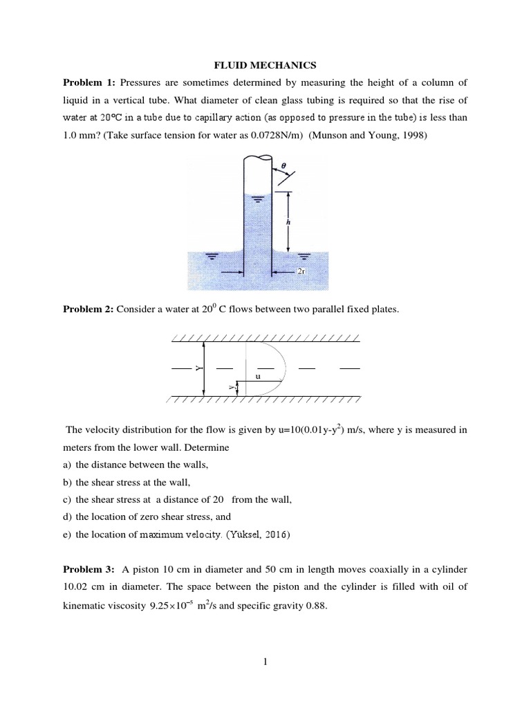 Fluid Mechanics Problem 1: Pressures Are Sometimes Determined by ...
