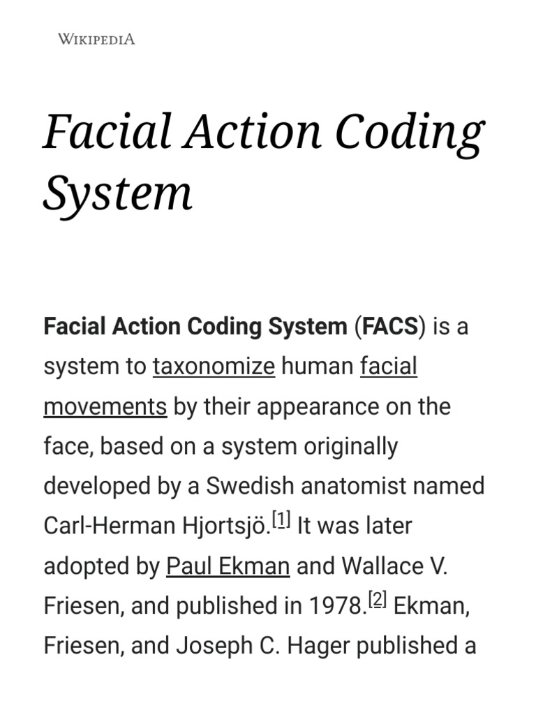 Facial Action Coding System | PDF | Facial Features | Human Head And Neck