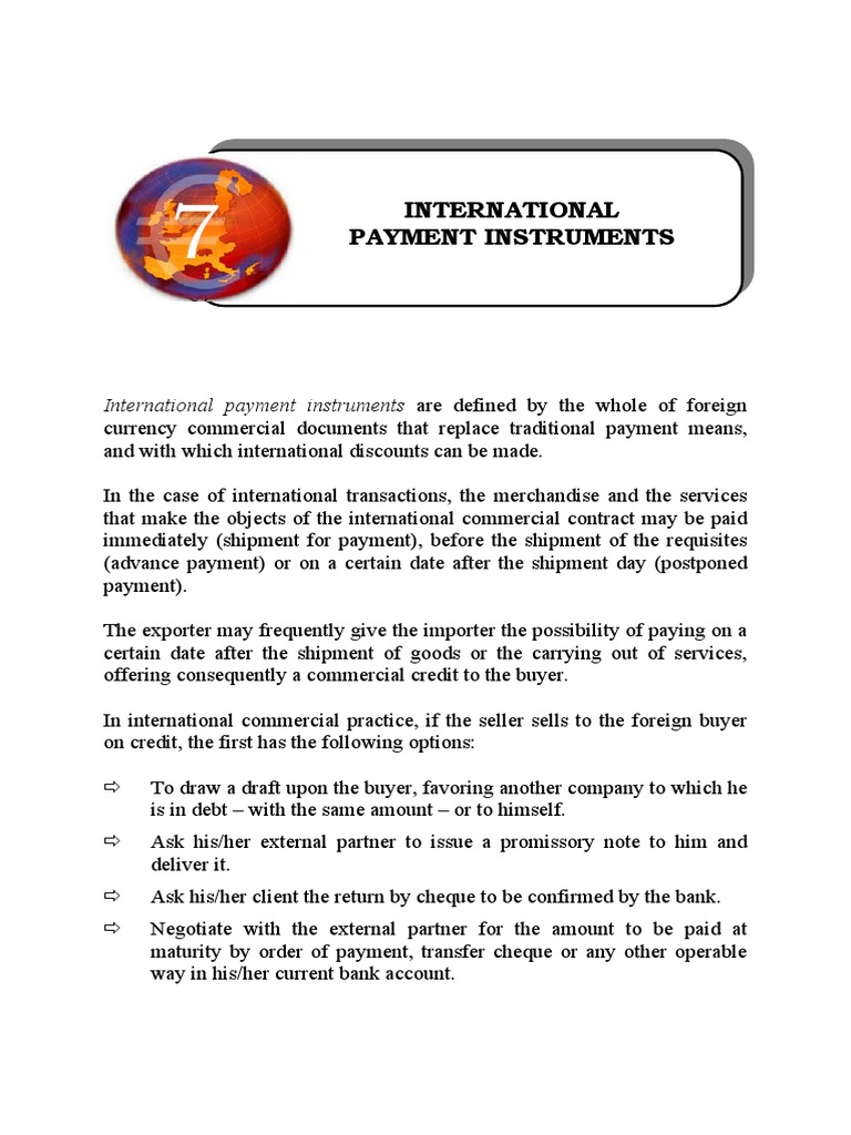 International Payment Instruments | PDF | Letter Of Credit | Cheque
