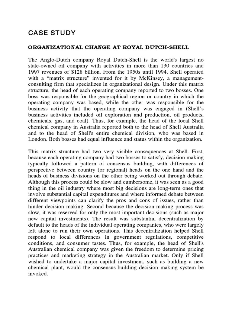Case Study Shell | PDF | Royal Dutch Shell | Liquefied Natural Gas