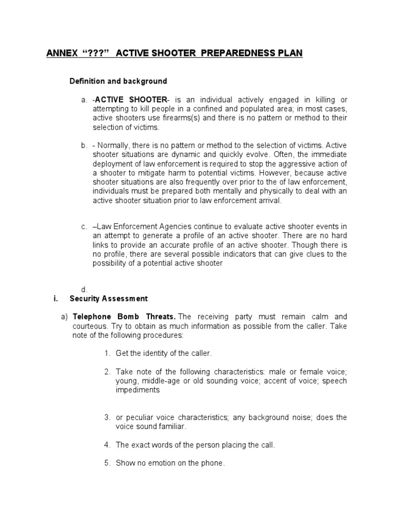 Active Shooter Profile and Preparedness | PDF | Police | Emergency