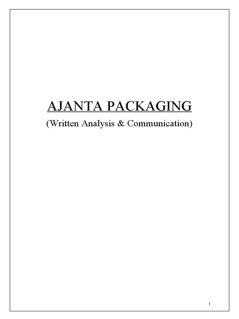 WAC Assignment Ajanta Packaging | PDF | Bottle | Packaging And Labeling