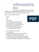 Noise Questionnaire | PDF | Audiology | Hearing
