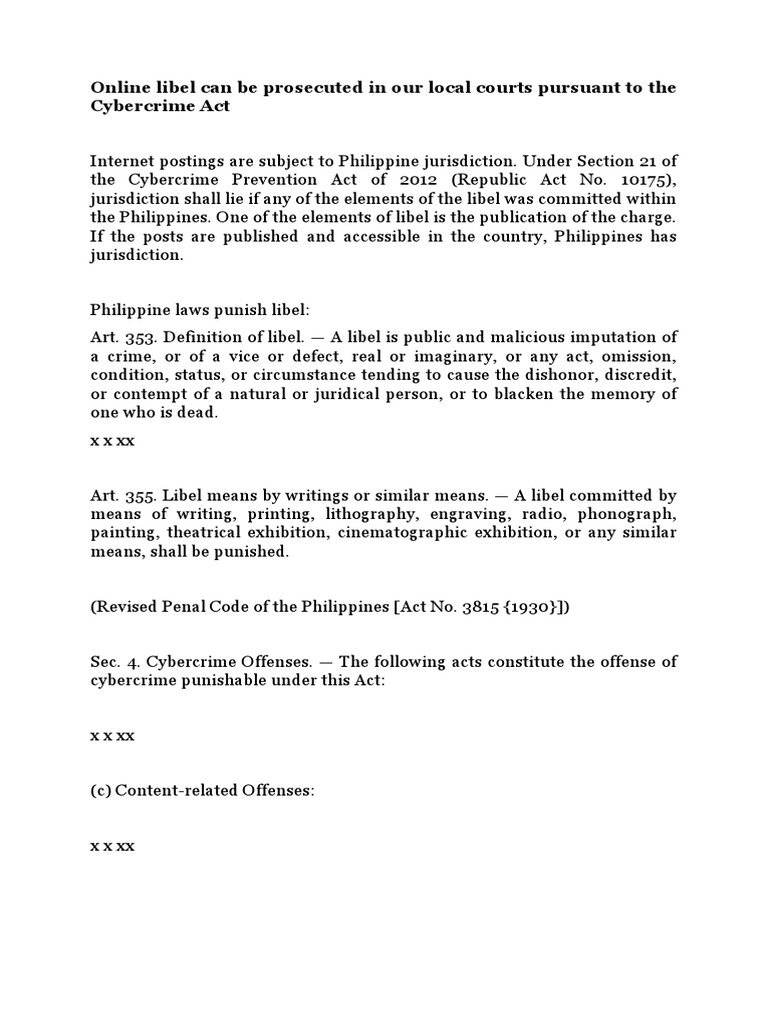 ONLINE LIBEL PROSECUTION | PDF | Defamation | Applied Ethics