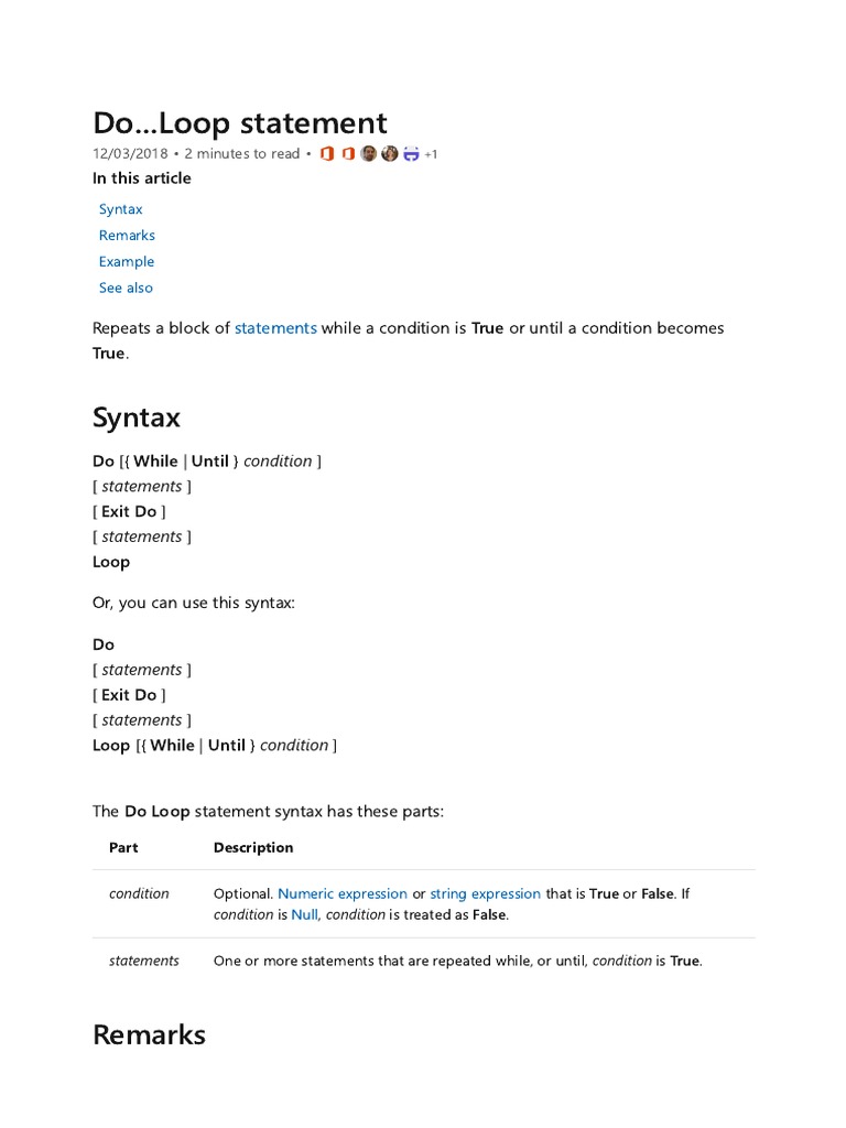 Do...Loop statement guide | PDF | Control Flow | Software