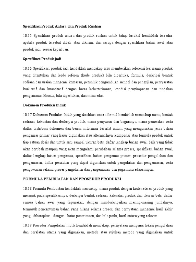 Spesifikasi Produk Antara Dan Produk Ruahan | PDF