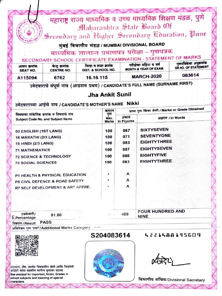 Marksheet LC | PDF | Qualifications | Educational Stages