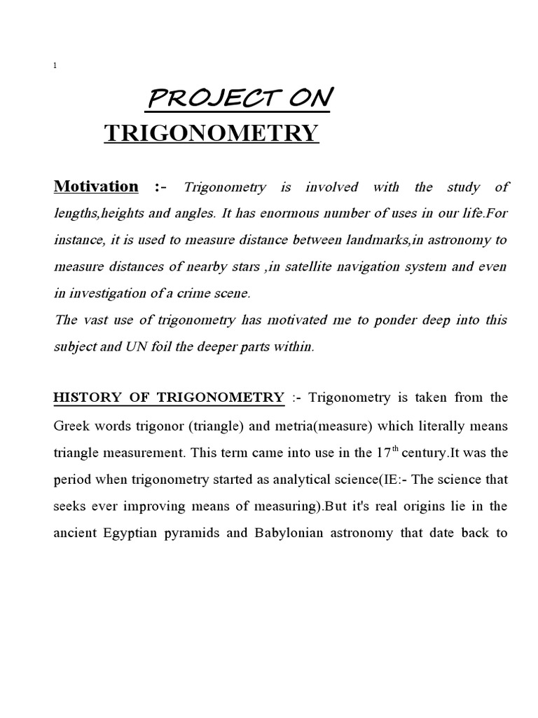 Trigonometry (Project) | PDF | Trigonometric Functions | Trigonometry
