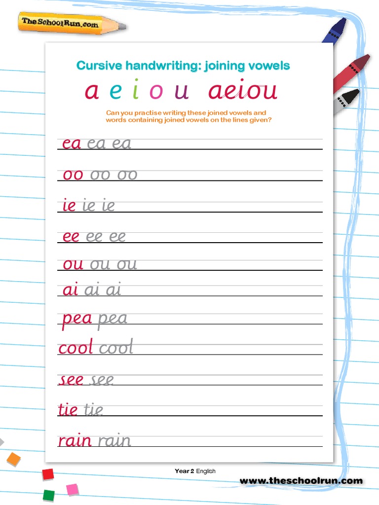 A Aeiou: Cursive Handwriting: Joining Vowels | PDF | Language Arts ...