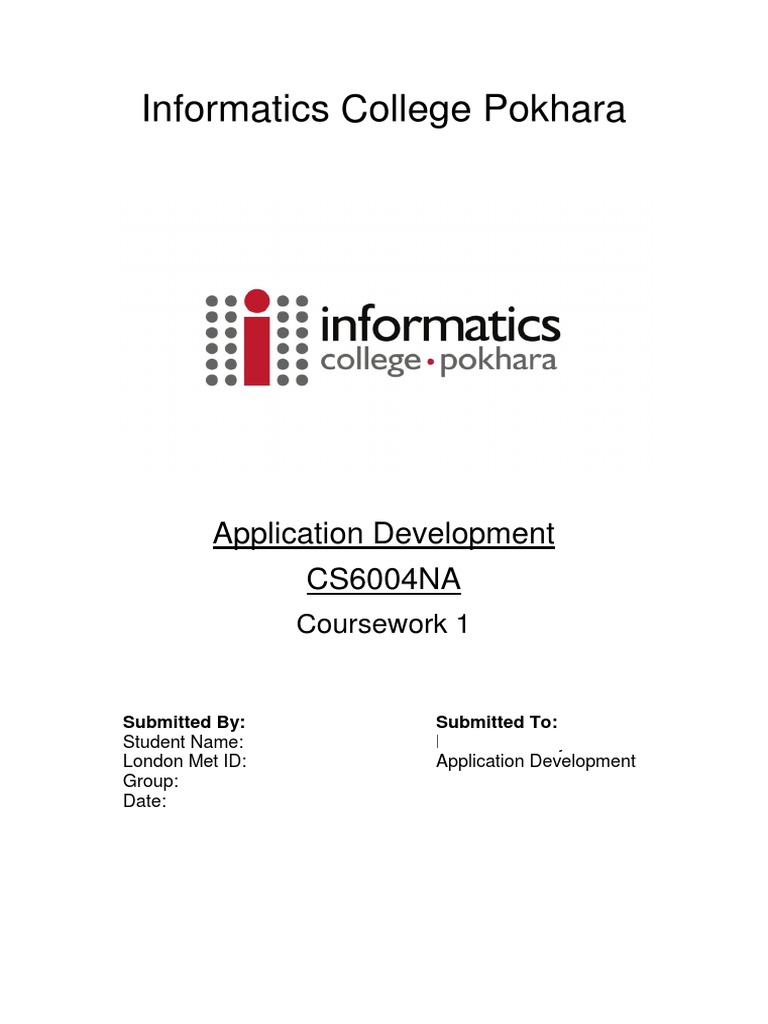 Informatics College Pokhara: Application Development CS6004NA | PDF | C Sharp (Programming ...
