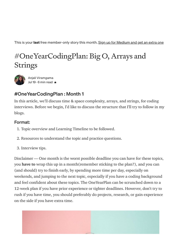 #OneYearCodingPlan - Big O, Arrays and Strings - by Anjali Viramgama - The Startup - Medium ...