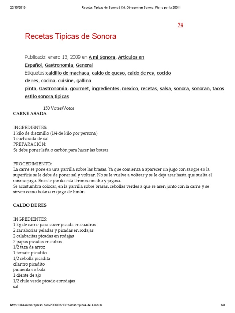 Recetas Tipicas de Sonora - Cd. Obregon en Sonora, Fierro Por La 200 ...