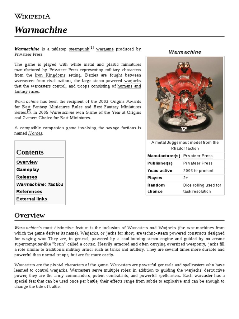 Warmachine: Warmachine Is A Tabletop Steampunk | PDF | Gaming | Leisure