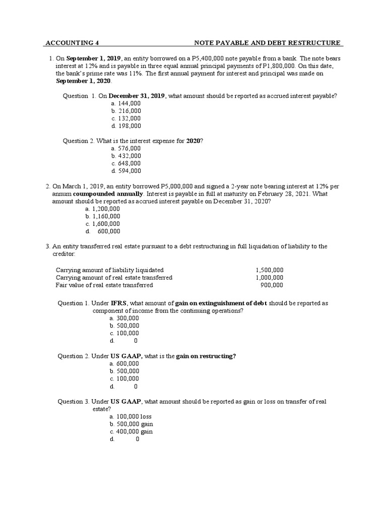 Accounting Notes on Debt Restructuring | PDF | Interest | Swap (Finance)