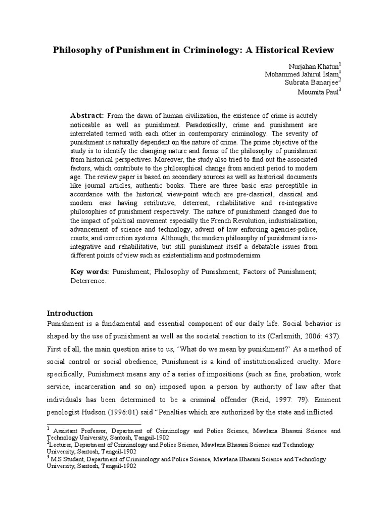 Historical Perspectives on Punishment Philosophy | PDF | Punishments ...
