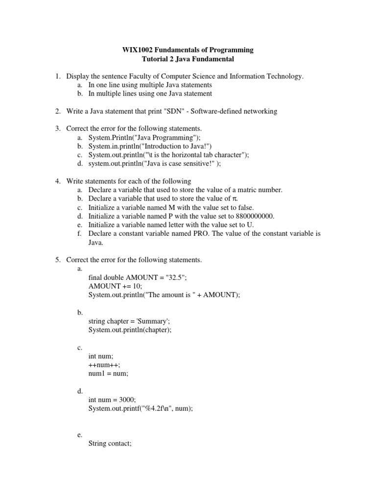 Java Programming Fundamentals Tutorial | PDF | Computers