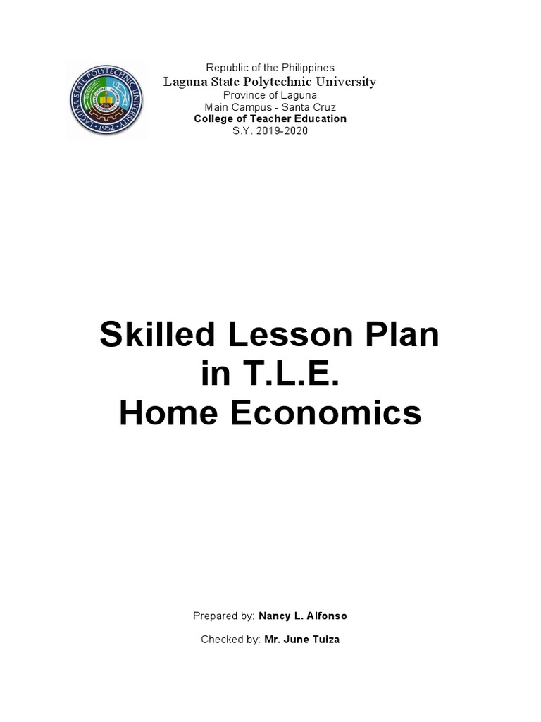 Skilled Lesson Plan in TLE - Home Economics | PDF