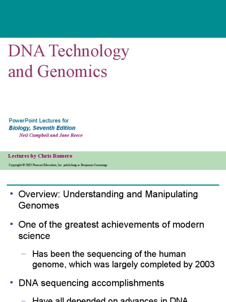Dna Technology and Genomics: Powerpoint Lectures For | PDF | Molecular ...
