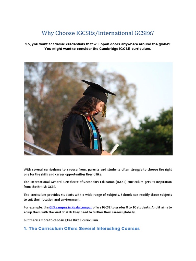 Why Choose IGCSEs - International GCSEs | PDF | Career & Growth