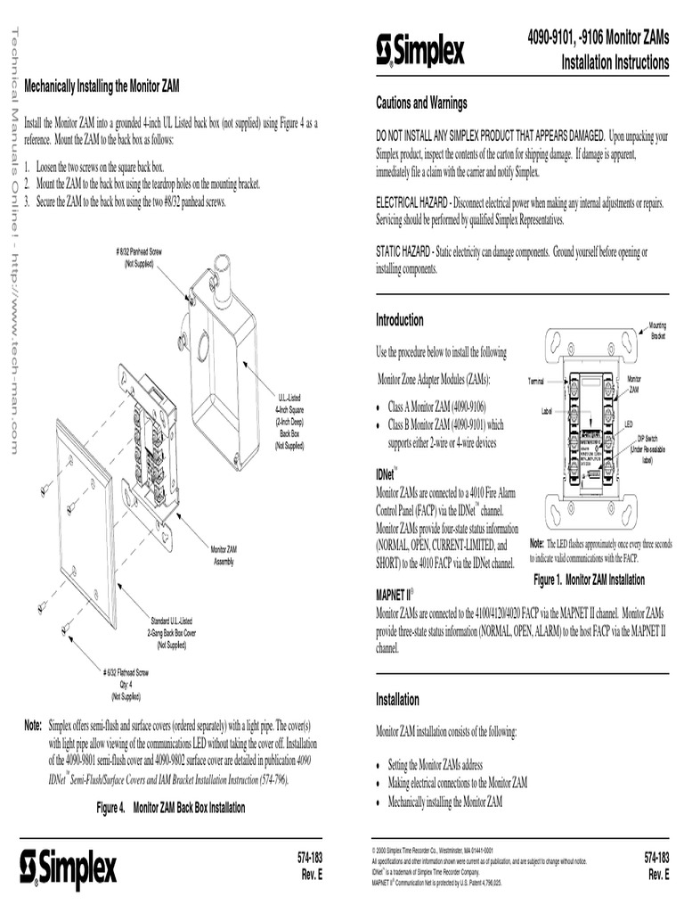 Mechanically Installing The Monitor ZAM Cautions and Warnings | PDF ...