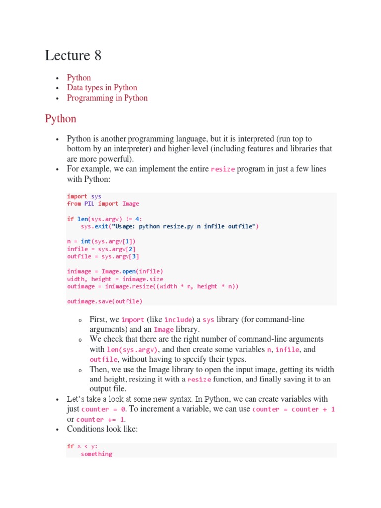 Lecture 8 Introduction To Python | PDF | Parameter (Computer ...