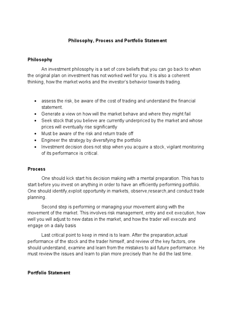 Philosophy, Process and Portfolio Statement | PDF