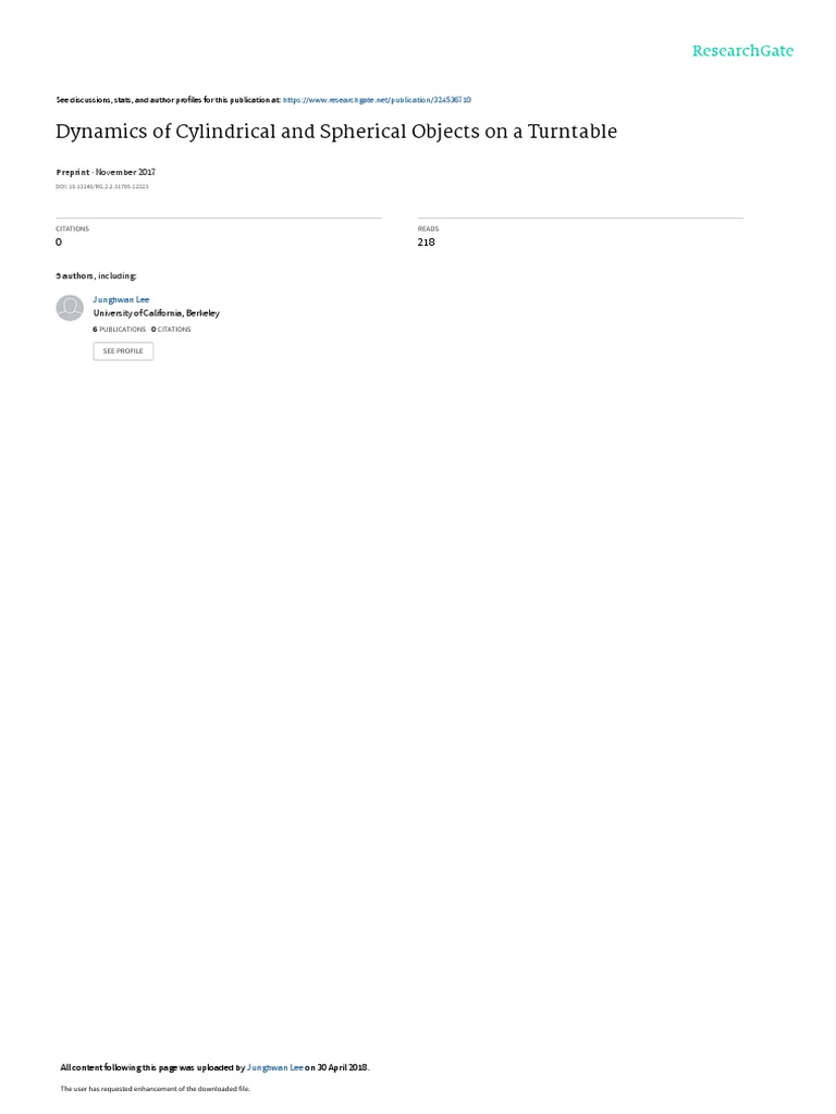 Dynamics of Rolling Objects on a Rotating Turntable: A Theoretical and ...