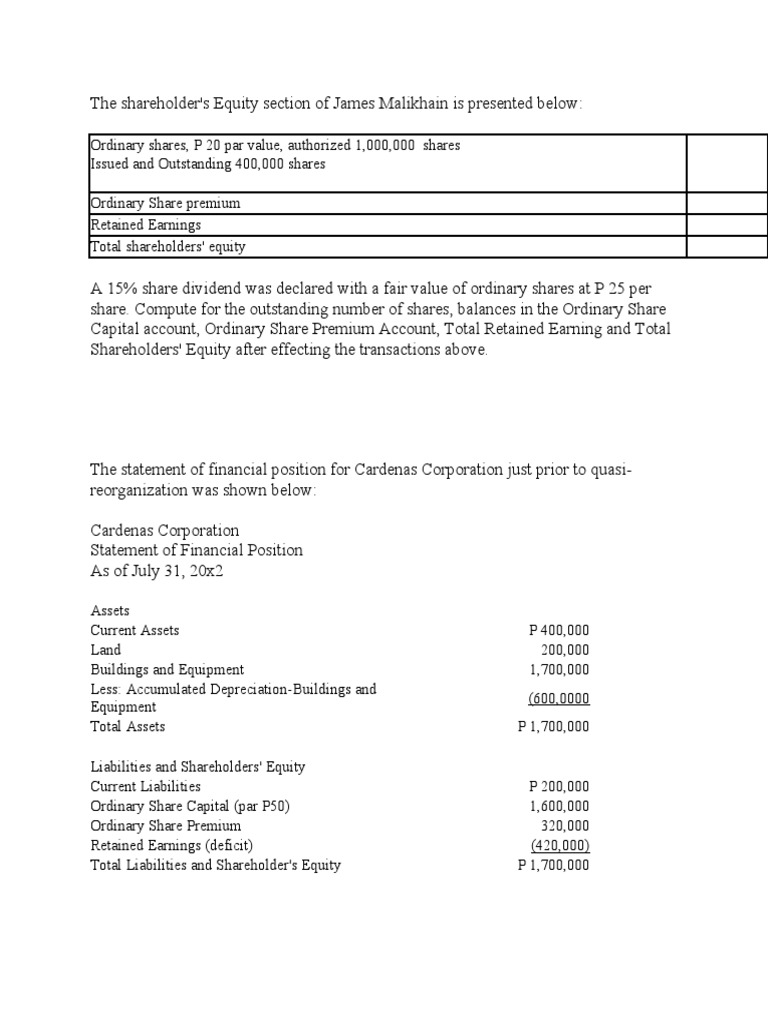Shareholder equity changes | PDF | Retained Earnings | Capital Surplus