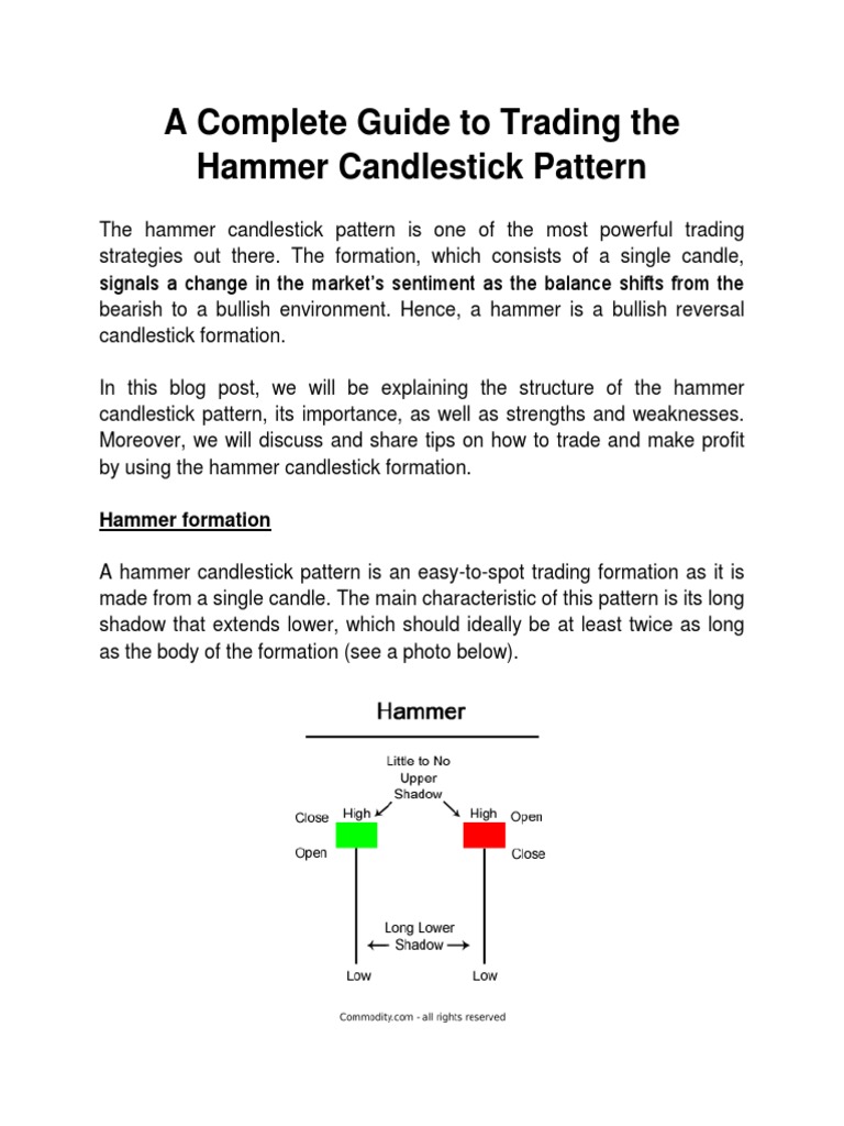 A Complete Guide To Trading The Hammer Candlestick Pattern | PDF ...