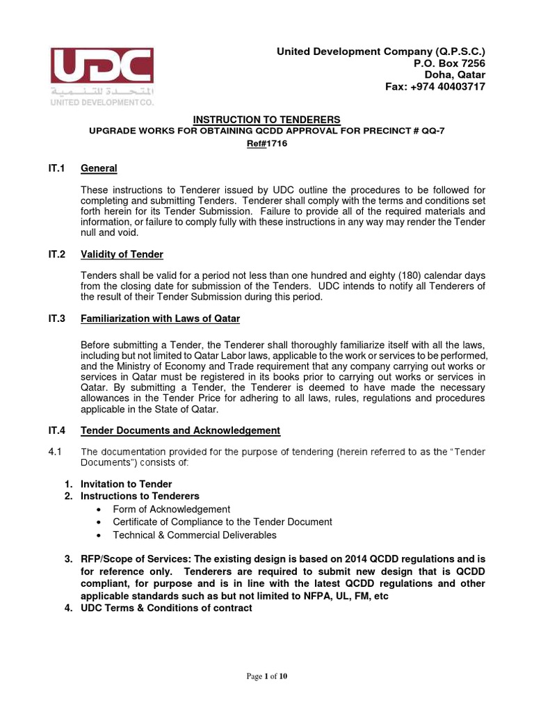 ITT - Instruction To Tenderers | PDF | United States Postal Service ...