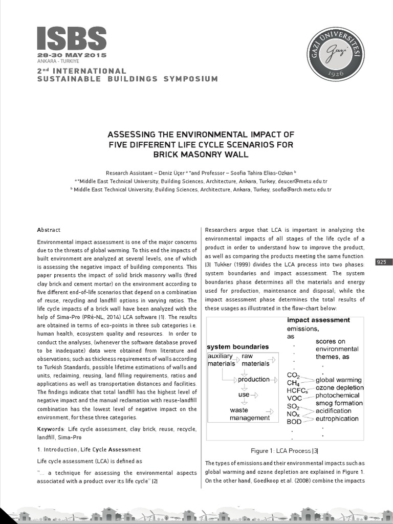 Assessing The Environmental Impact of Five Different Life Cycle ...