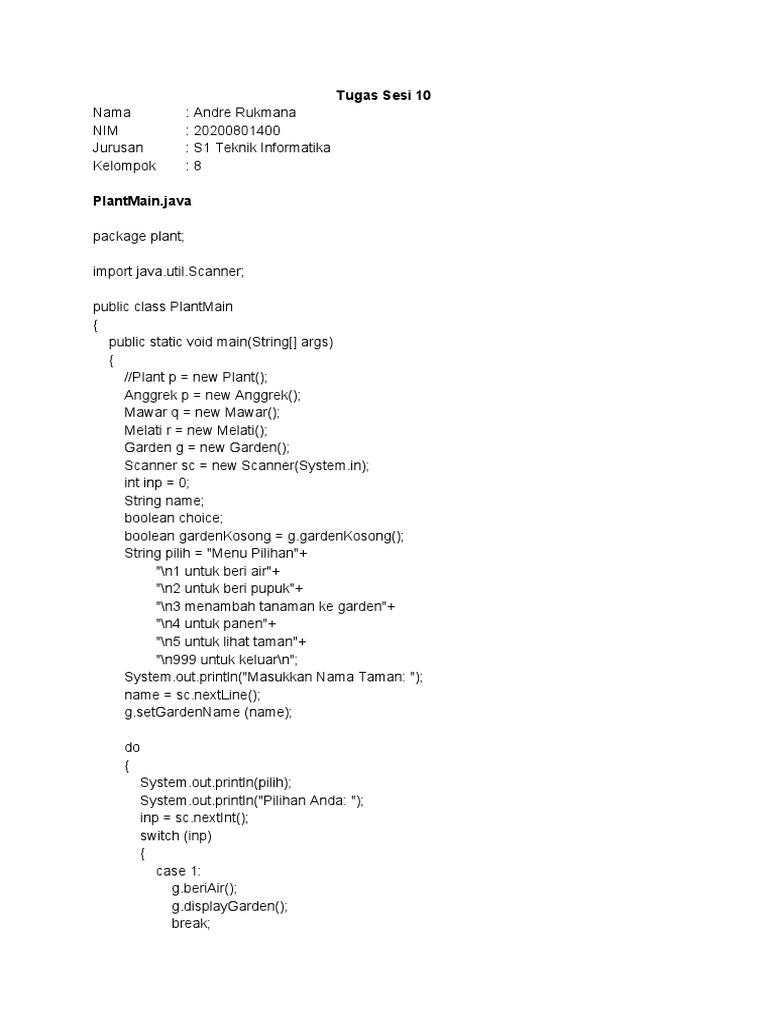 PBO - Tugas-Sesi10 - Kelompok8 - Andre Rukmana | PDF