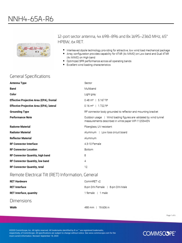 NNH4-65A-R6 Product Specification | PDF | Antenna (Radio) | Electronics