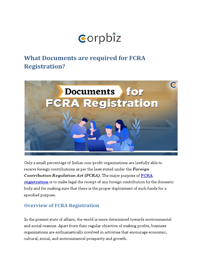 What Documents Are Required For FCRA Registration | PDF