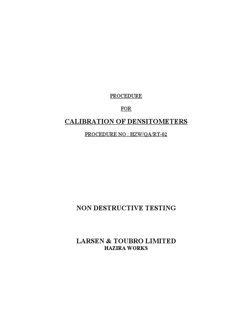 Densitometer Calibration Procedure Guide | PDF | Calibration ...