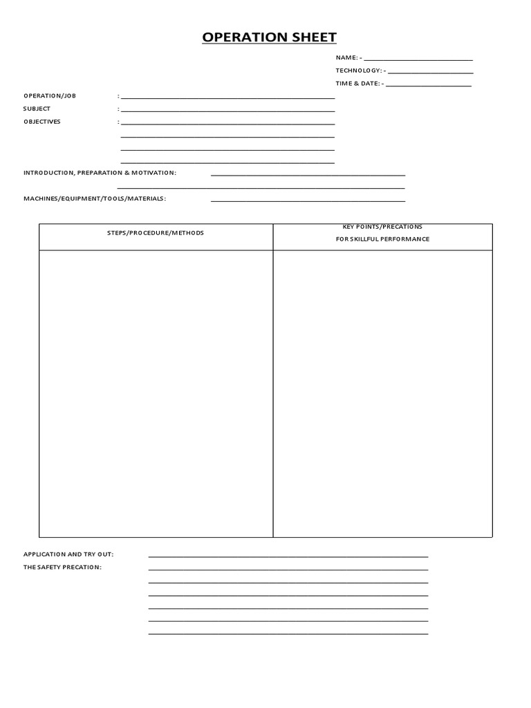 Operation Sheet | Download Free PDF | Business | Science
