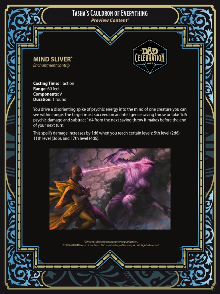 D&D Celebration 2020 Tasha's Mind Sliver PDF | PDF