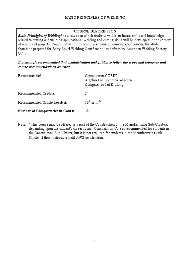 Basic Principles of Welding Is A Course in Which Students Will Learn ...