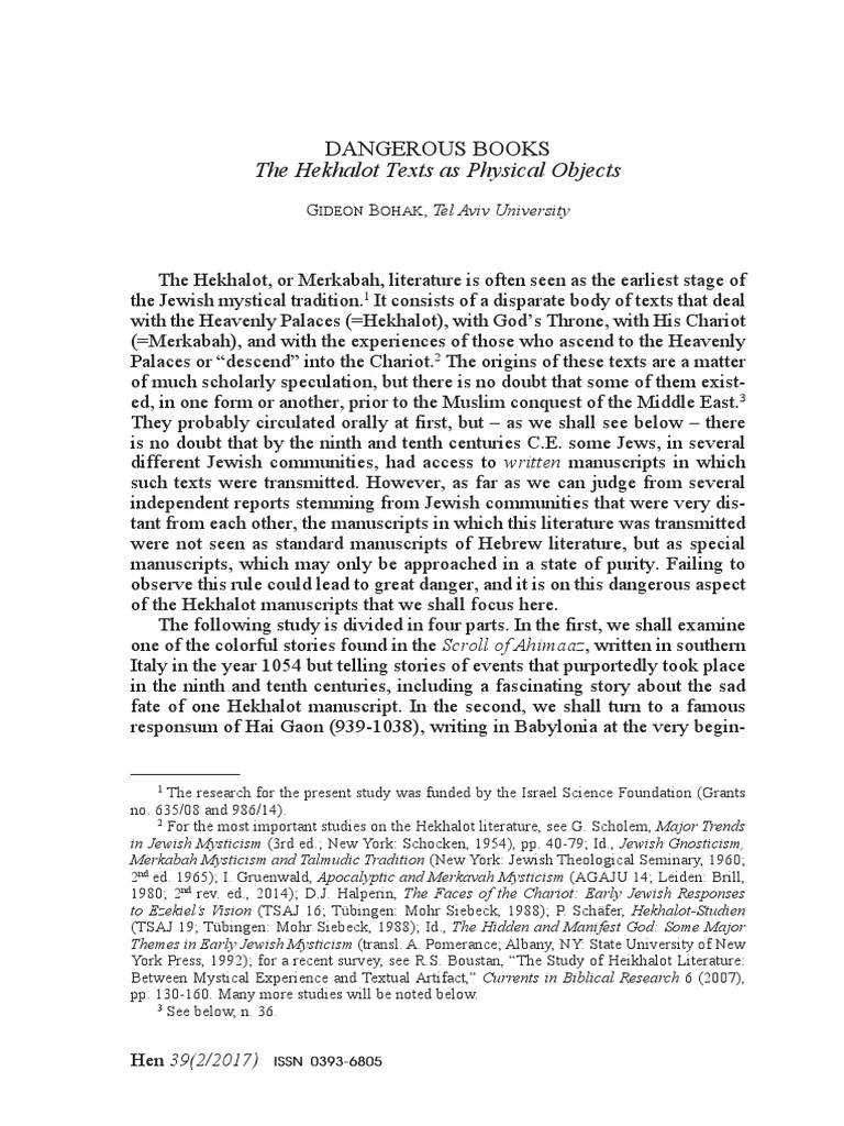 The Hekhalot Texts As Physical Objects: Dangerous Books | PDF | Jews ...