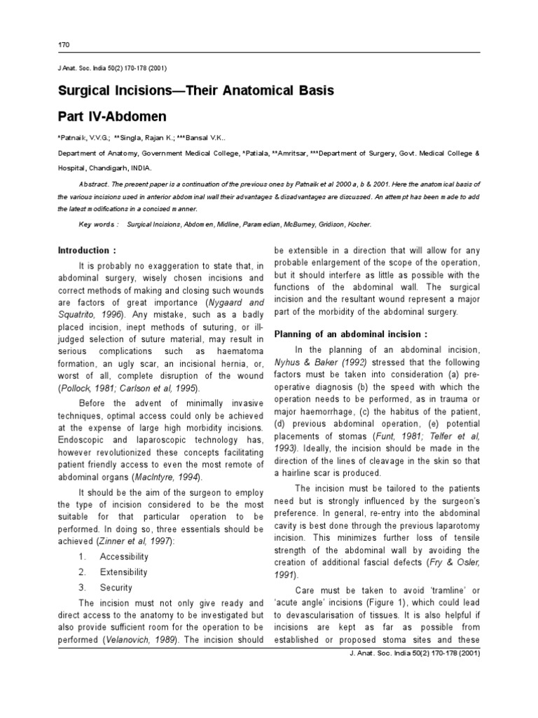 Abdominal Surgical Incisions Guide | PDF | Abdomen | Anatomy
