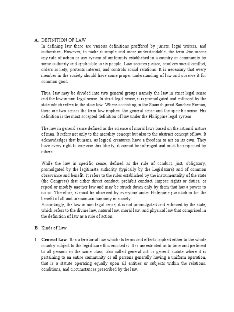 A. Definition of Law | PDF | Ex Post Facto Law | Crime & Violence