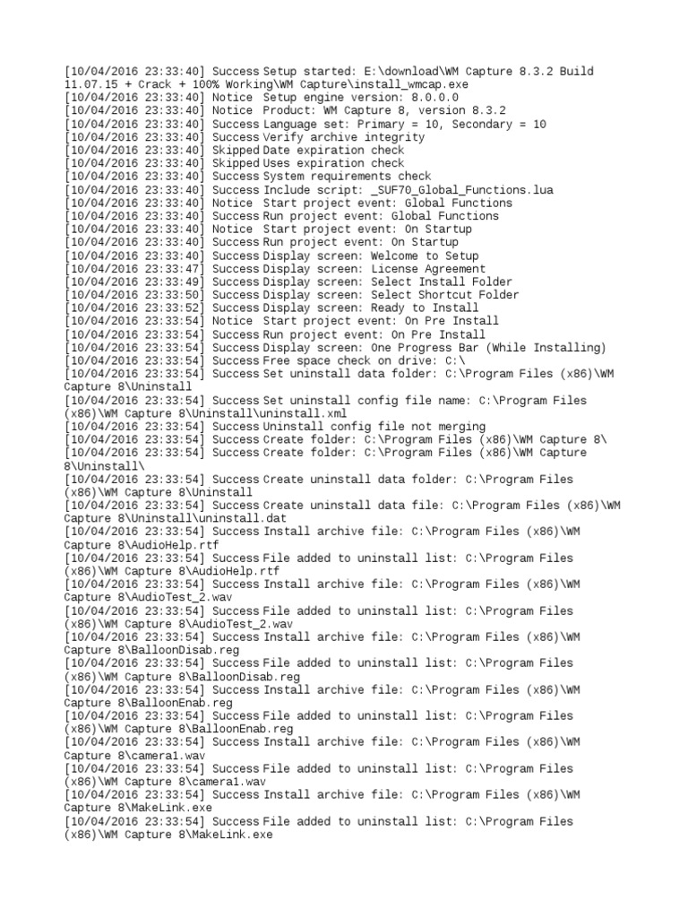 WM Capture 8 Setup Log | PDF | Operating System Technology | Microsoft Windows