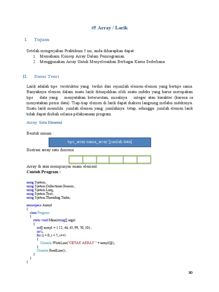 #5 Array / Larik: I. Tujuan | PDF