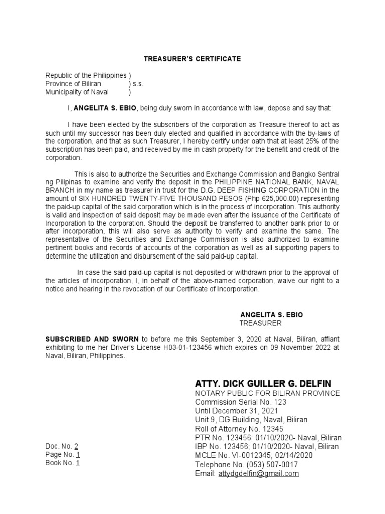 Treasurer's Certificate | PDF | Government Information | Economies